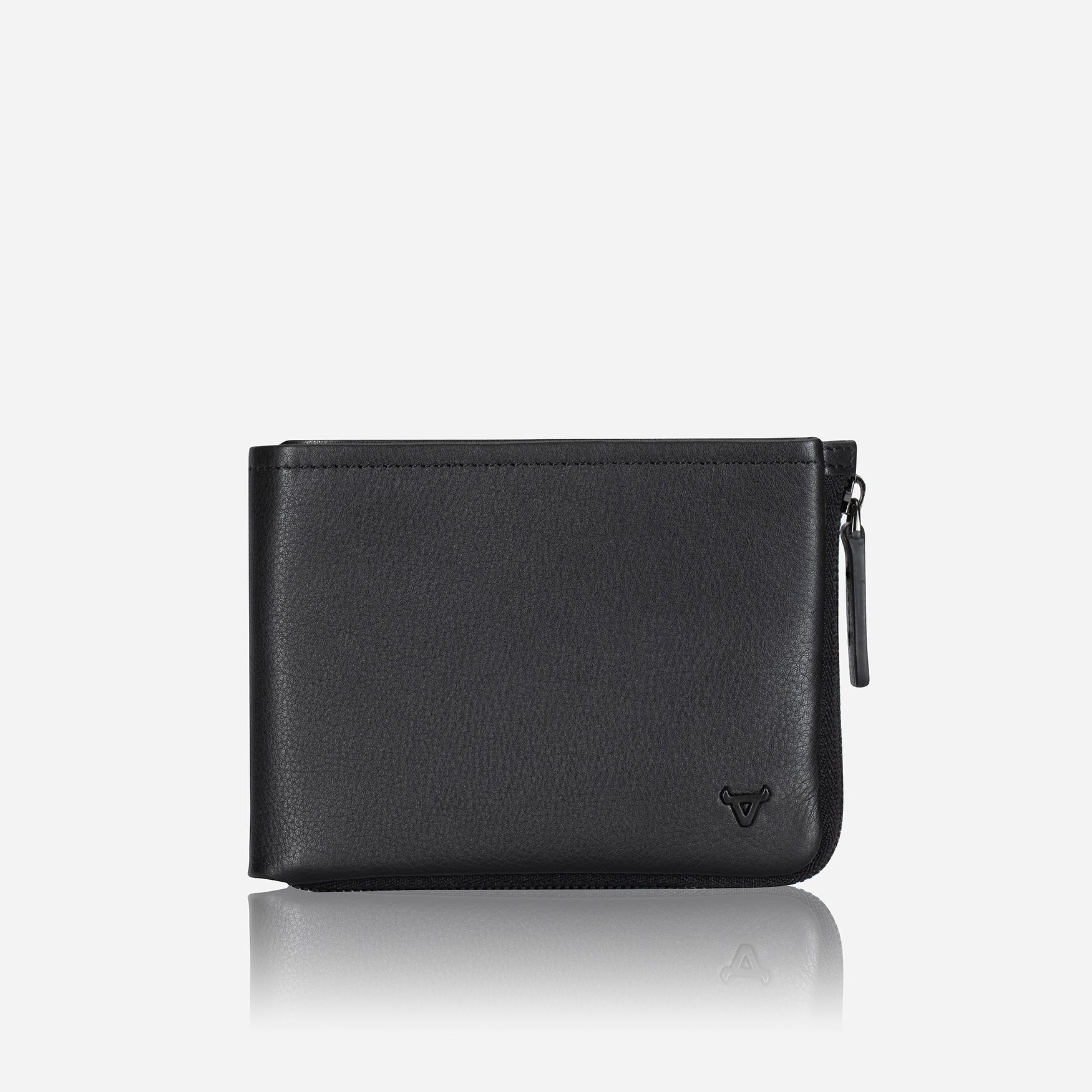 Sleek Black Leather Zip Around Wallet | Brando